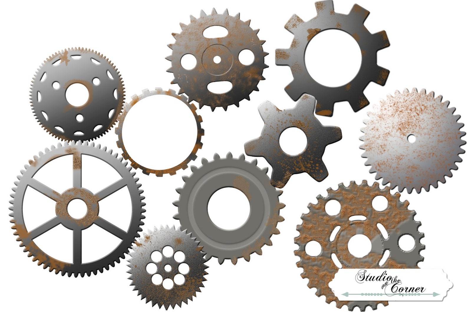 Digital Steampunk Gear Clip Art, Gear Clip Art, Steampunk Clip Art ...