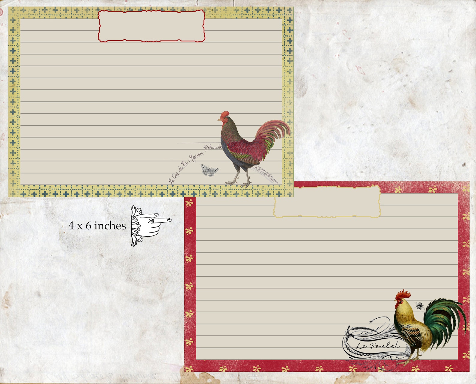 French Country Recipe Cards, Printable Recipe Cards, Vintage Recipe ...