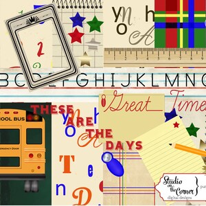 School Days Digital Scrapbook Kit, Digital Clip Art, Digital School ...