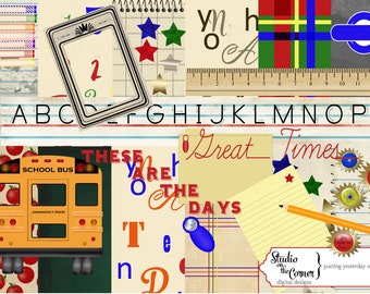 School Days Digital Scrapbooking Kit - Etsy