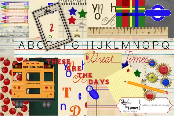 School Days Digital Scrapbook Kit Digital Clip Art Digital - Etsy