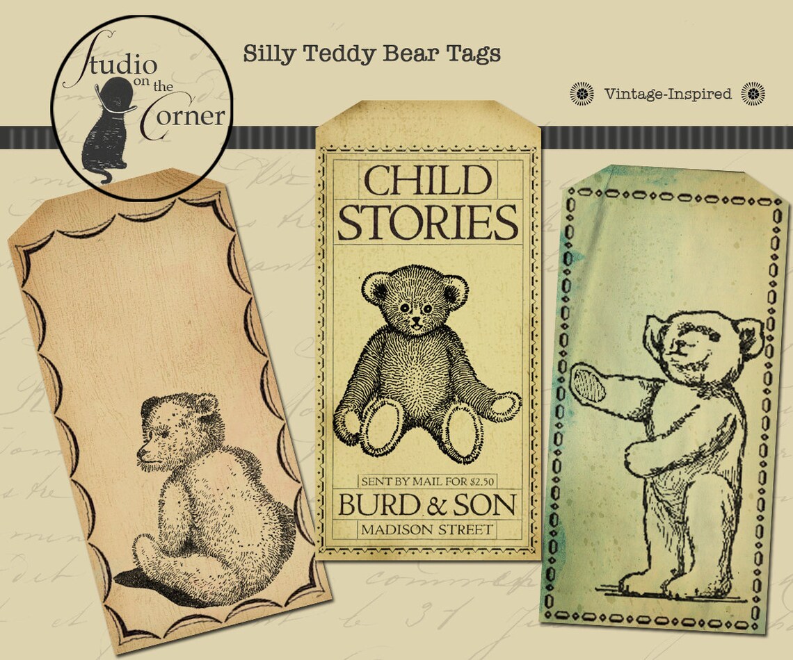 Printable Teddy Bear Tags, Teddy Bear Gift Tags, DIY Gift Tags, Digital ...