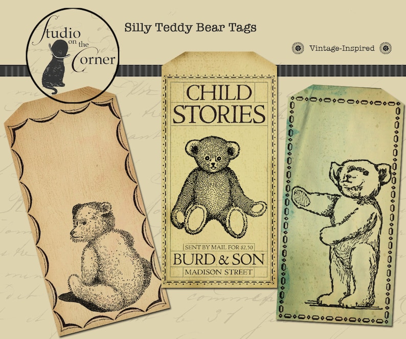Printable Teddy Bear Tags, Teddy Bear Gift Tags, DIY Gift Tags, Digital ...