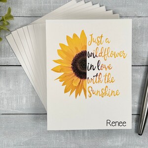 Set of Personalized Sunflower Note Cards Blank or Your - Etsy