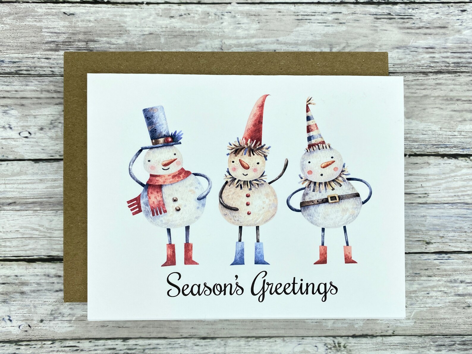 Set of Season's Greetings Cards Blank or Your Personalized Message ...