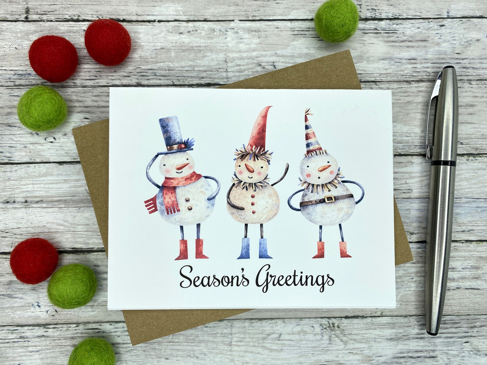 Set of Season's Greetings Cards Blank or Your Personalized Message ...