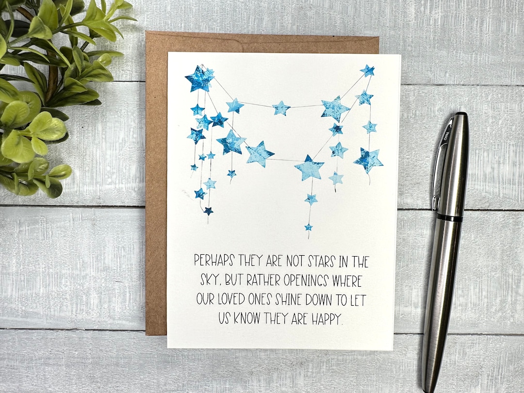 Sympathy Card Blank or Your Personalized Message Inside Stars in the ...