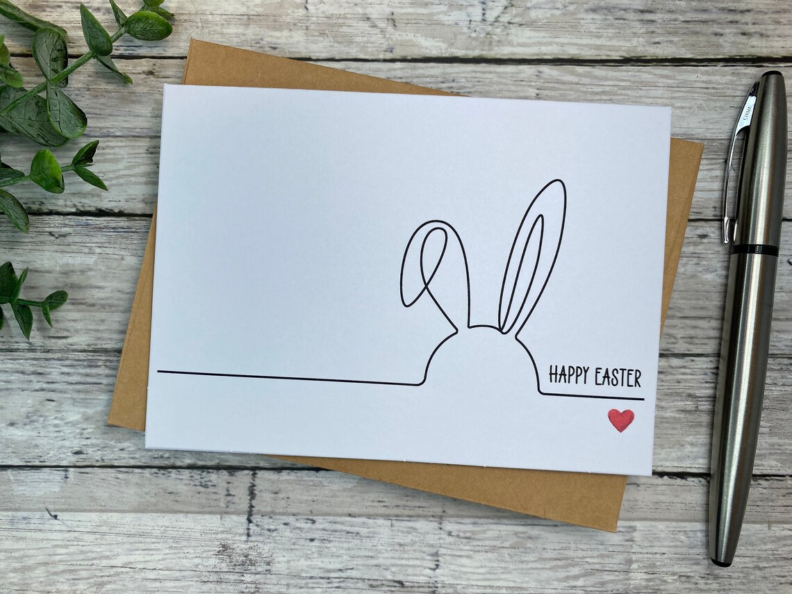 Easter Card Blank or Your Personalized Message Inside Line - Etsy