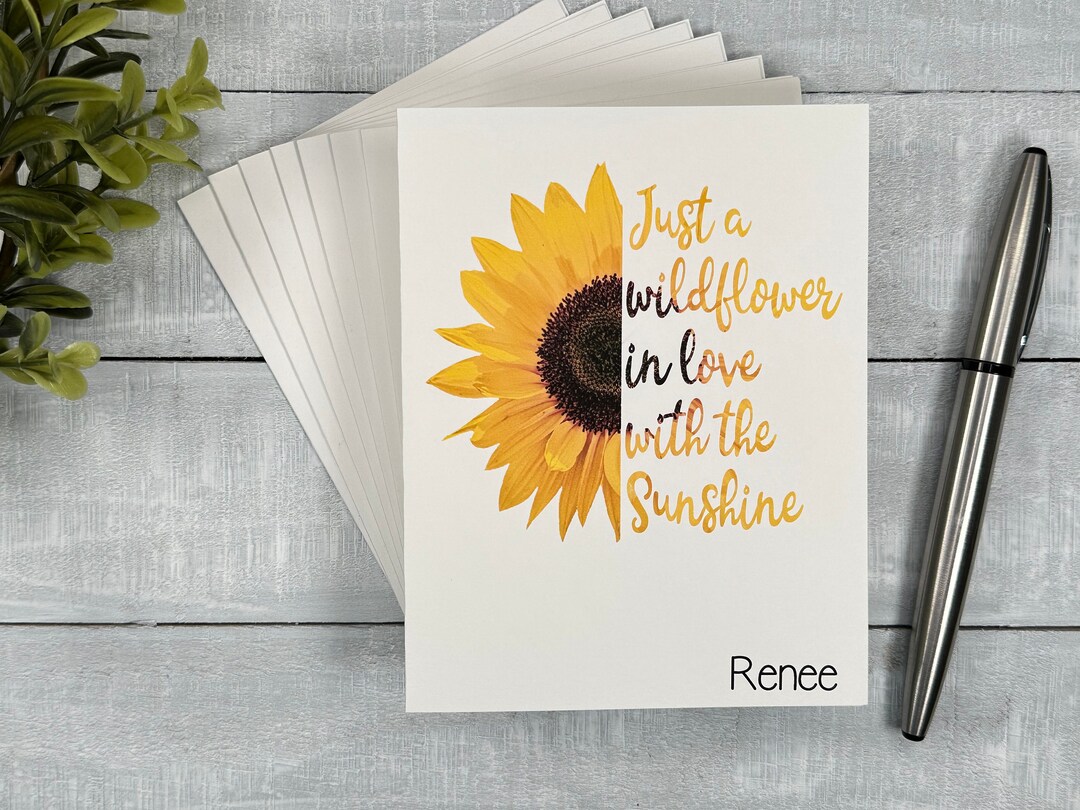 Set of Personalized Sunflower Note Cards Blank or Your - Etsy