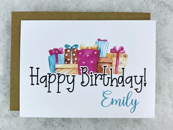 PERSONALIZED Birthday Card Front Cover With Name Blank or | Etsy