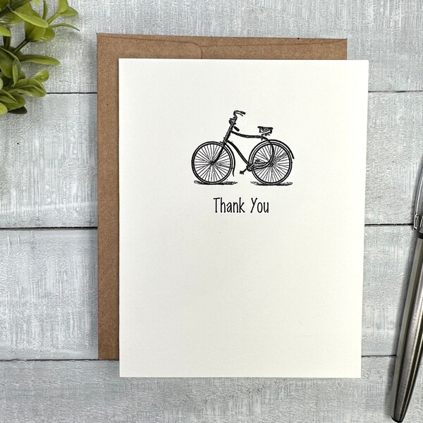 Thank You Card With Bicycle - Etsy
