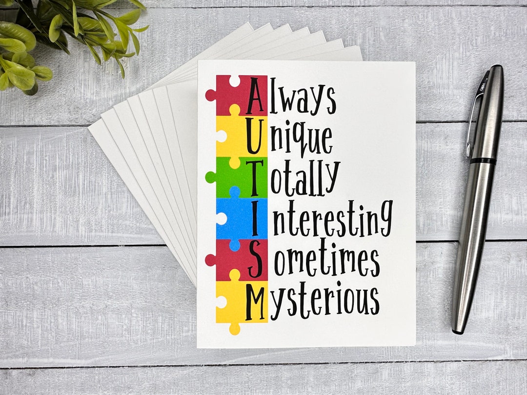 Set of Autism Note Cards Blank or Your Personalized Message Inside ...