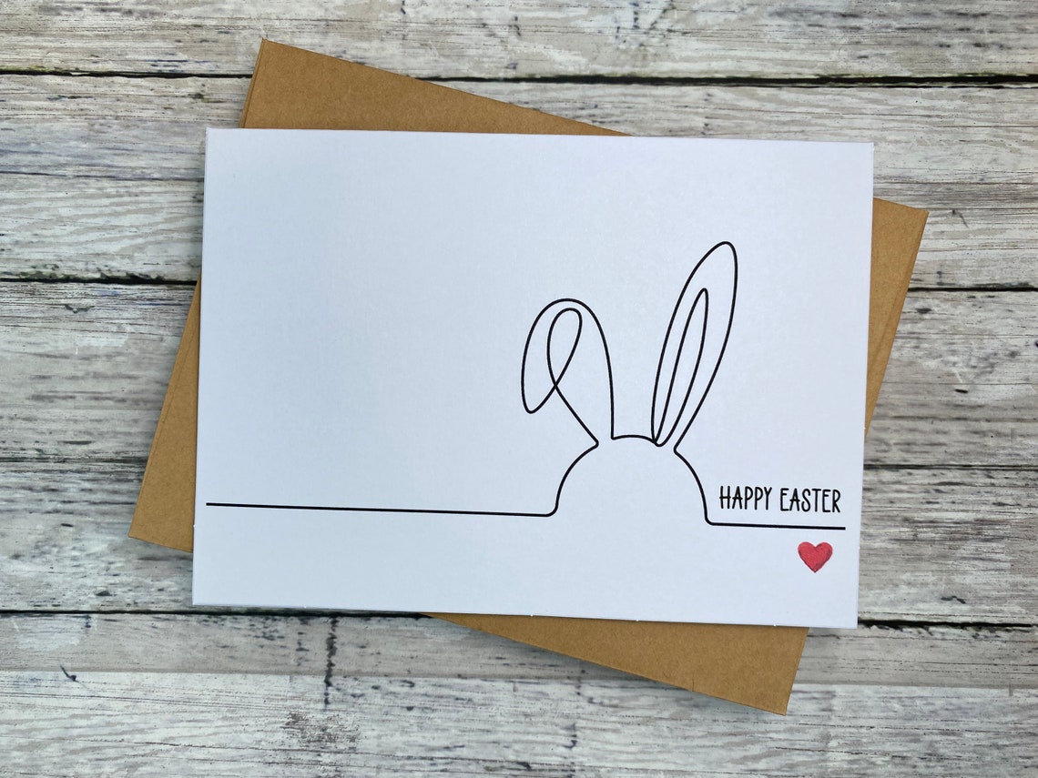 Easter Card Blank or Your Personalized Message Inside Line - Etsy