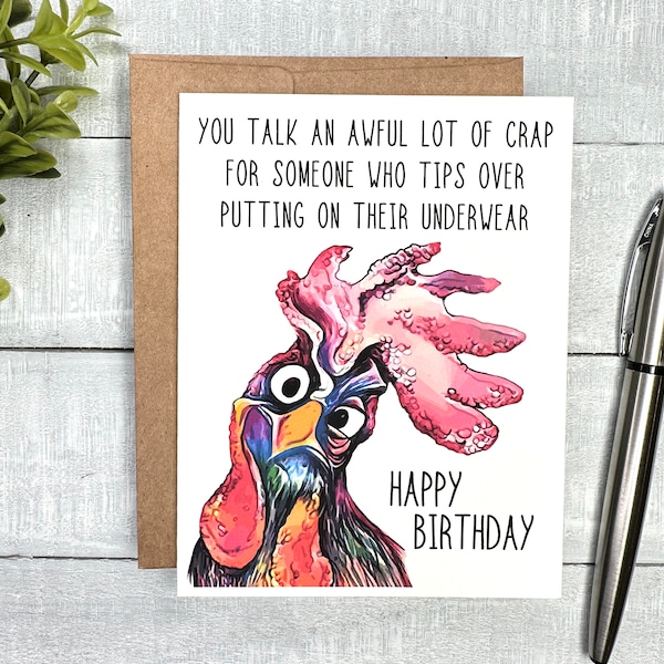 Funny Birthday Card Rooster - Etsy