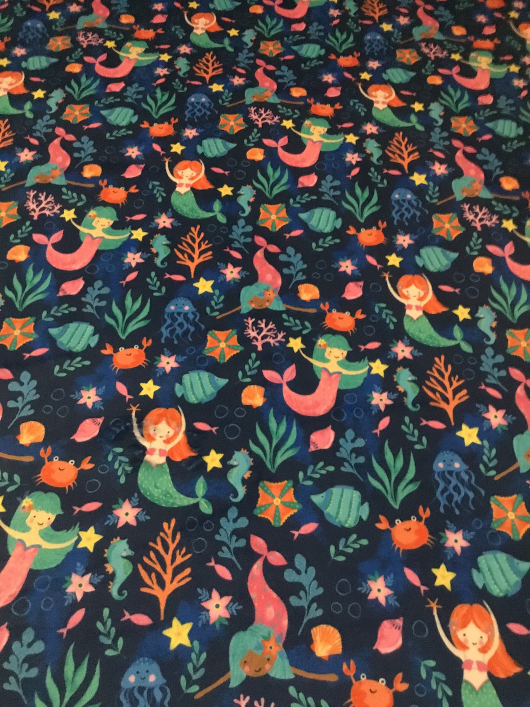 Timeless Treasures Minky Fabric - MERMAID FANTASY - 58" Polyester Multi ...