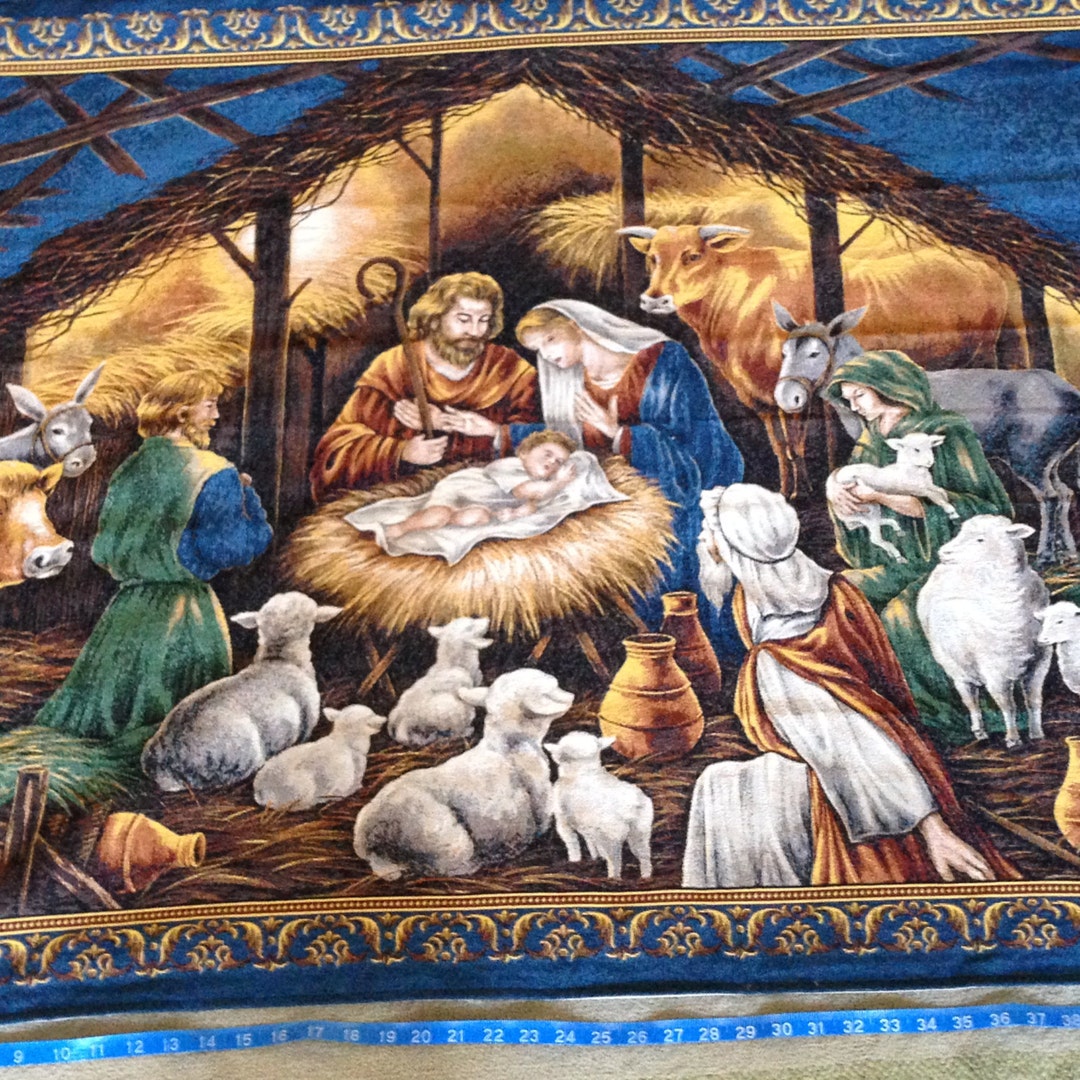 2008 Cranston Home Nativity Scene Tapestry With Backing 36 X 48 - Etsy