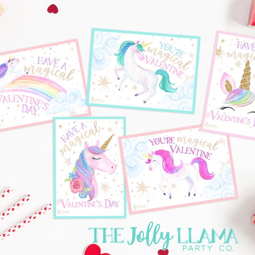 Printable Unicorn Valentine's Day Cards Unicorn Classroom - Etsy