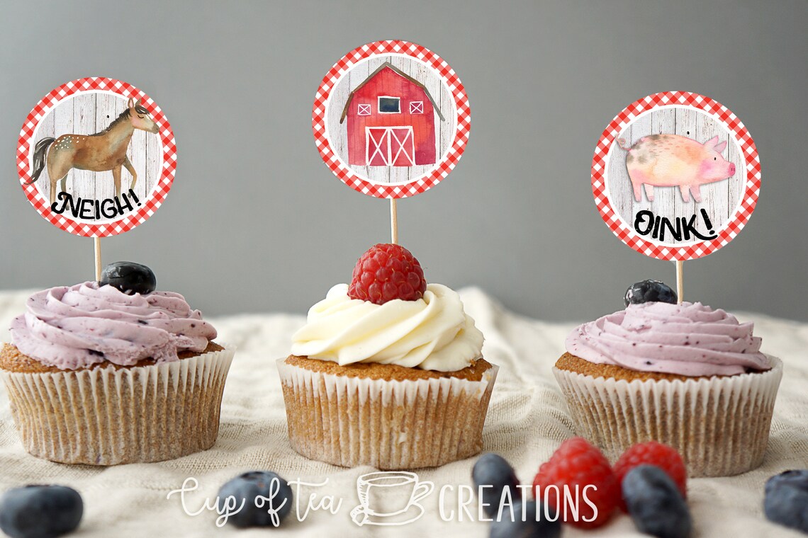 Farm Cupcake Toppers Printable Farm Cupcake Toppers Farm - Etsy