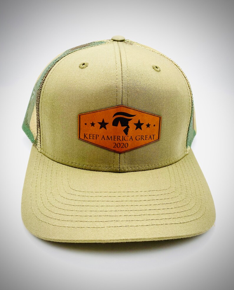 Trump 2020: Custom Leather Patch Hat and Free USA Flag Neck - Etsy