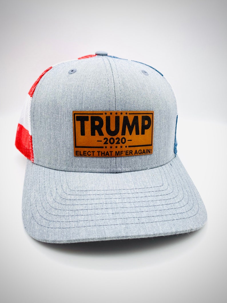 Trump 2020: Custom Leather Patch Hat and Free USA Flag Neck - Etsy