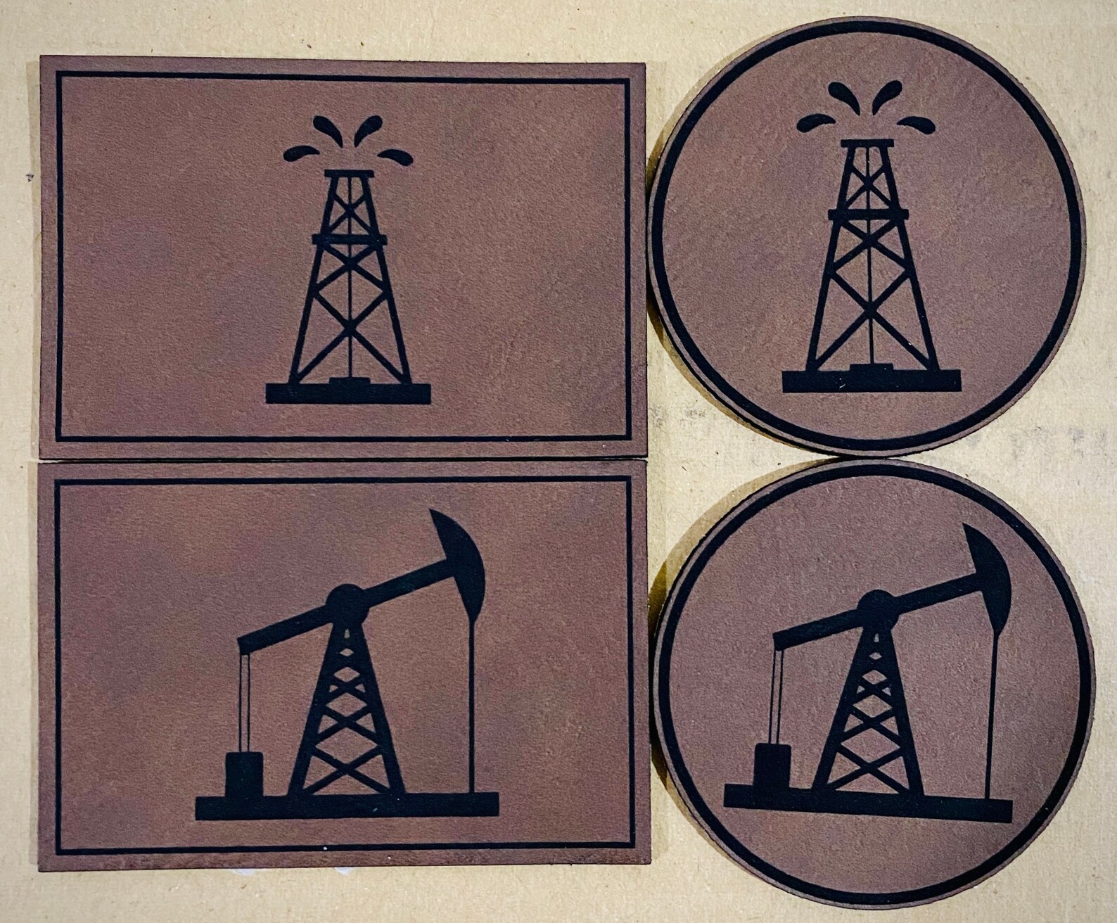 Oil Field Leather Patch Hat - Featuring the Oil Derrick and Pump Jack ...