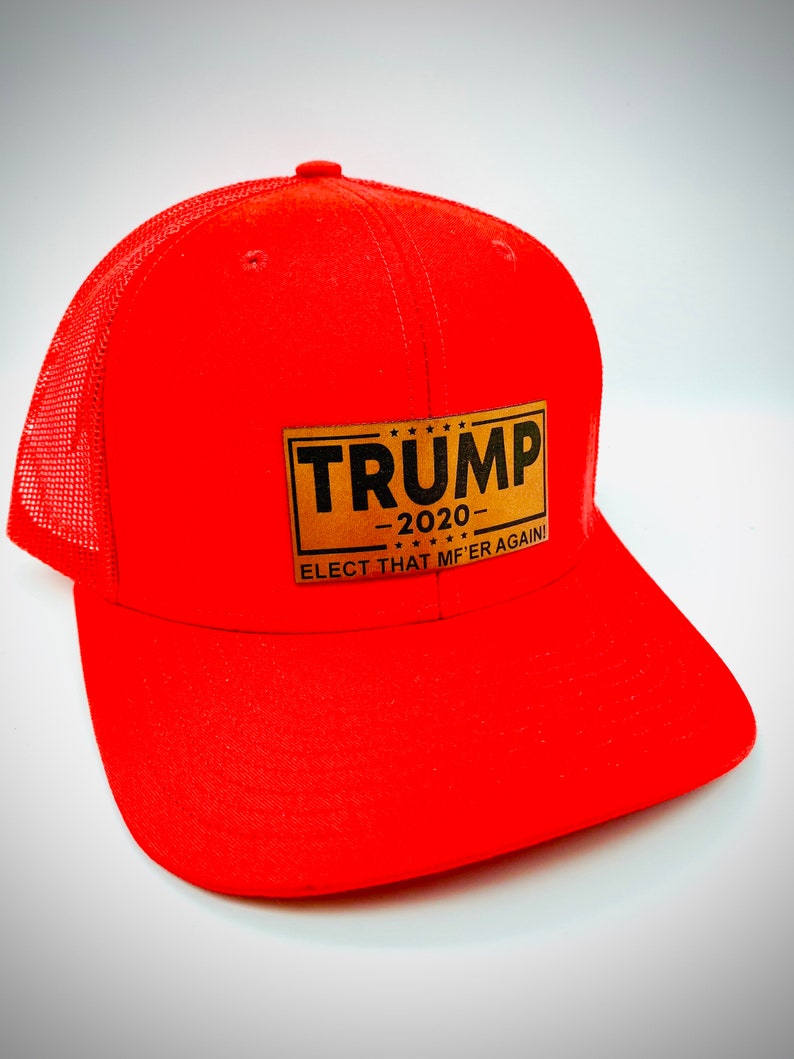 Trump 2020: Custom Leather Patch Hat and Free USA Flag Neck - Etsy