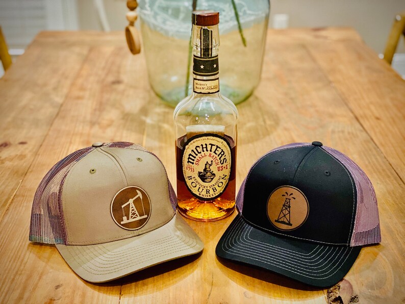 Oil Field Leather Patch Hat Featuring the Oil Derrick and - Etsy