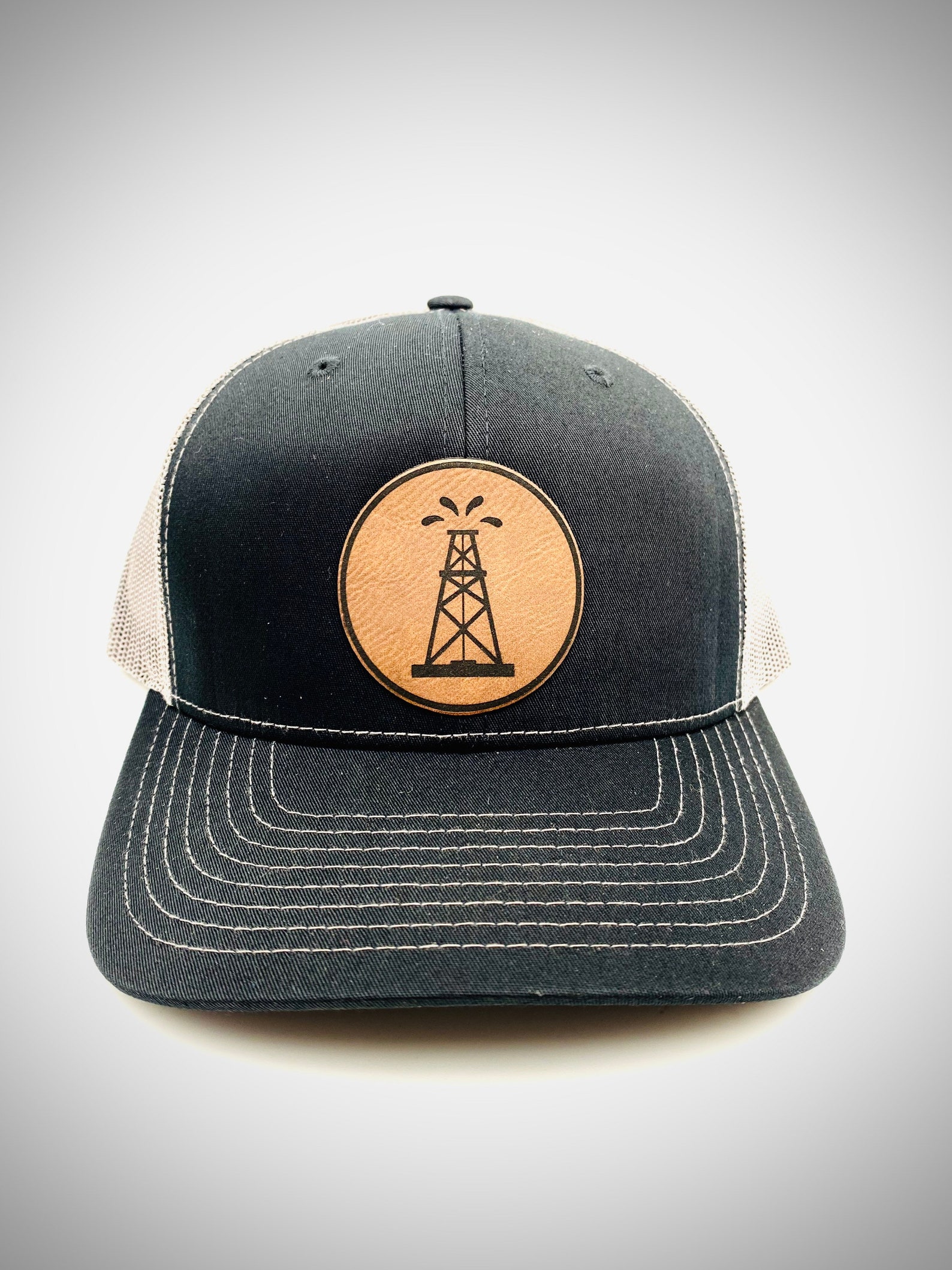 Oil Field Leather Patch Hat Featuring the Oil Derrick and - Etsy