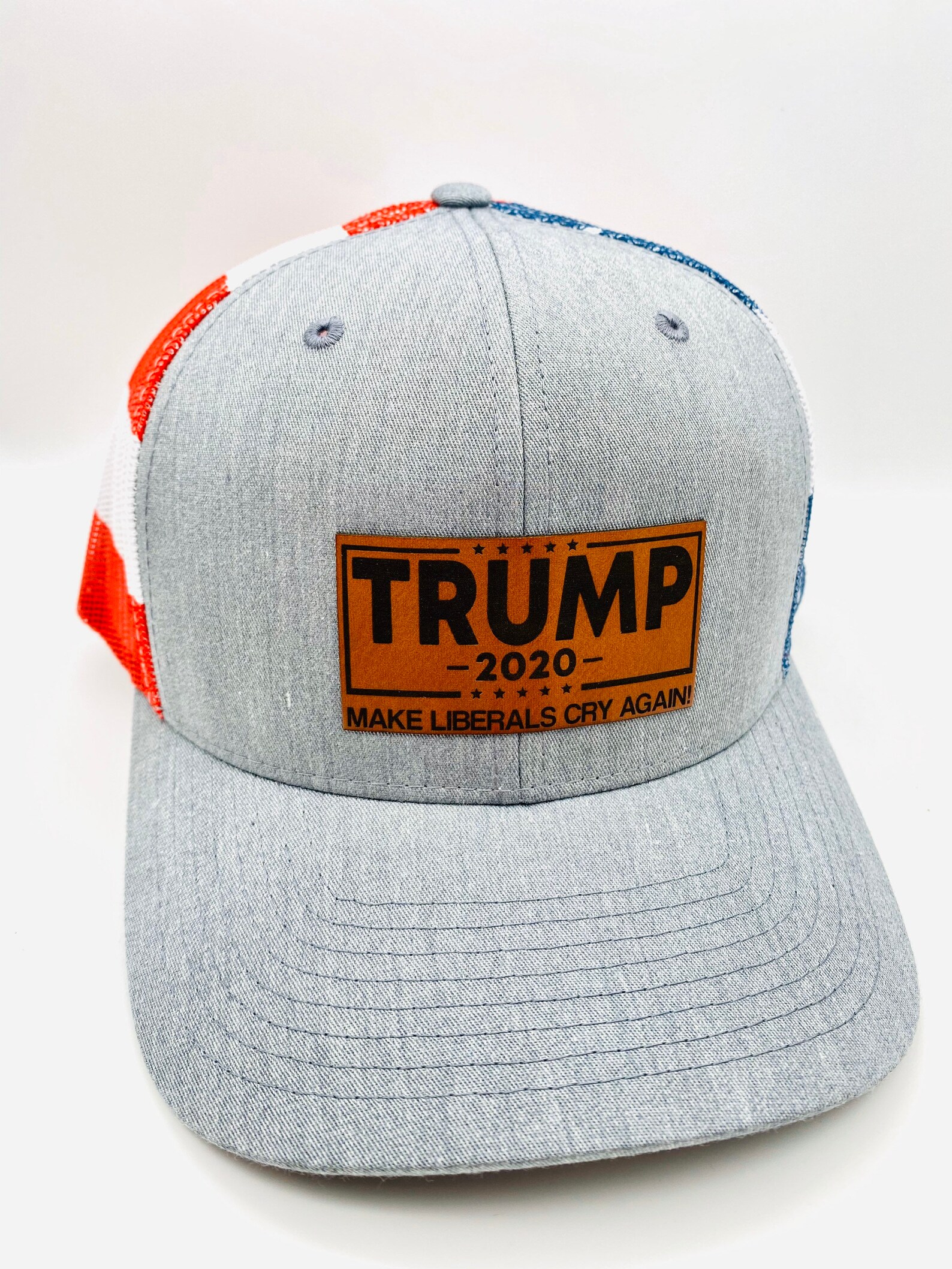 Trump 2020: Custom Leather Patch Hat and Free USA Flag Neck - Etsy