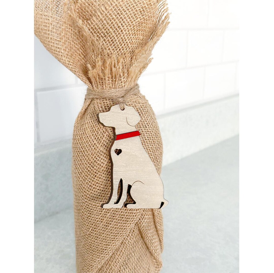 Golden Lab Wooden Gift Tag Ornament, Wine Bottle Tag, Custom and ...