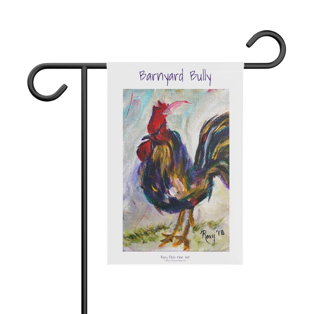 Barnyard Bully Original Rooster Painting Printed on a Garden or Chicken ...