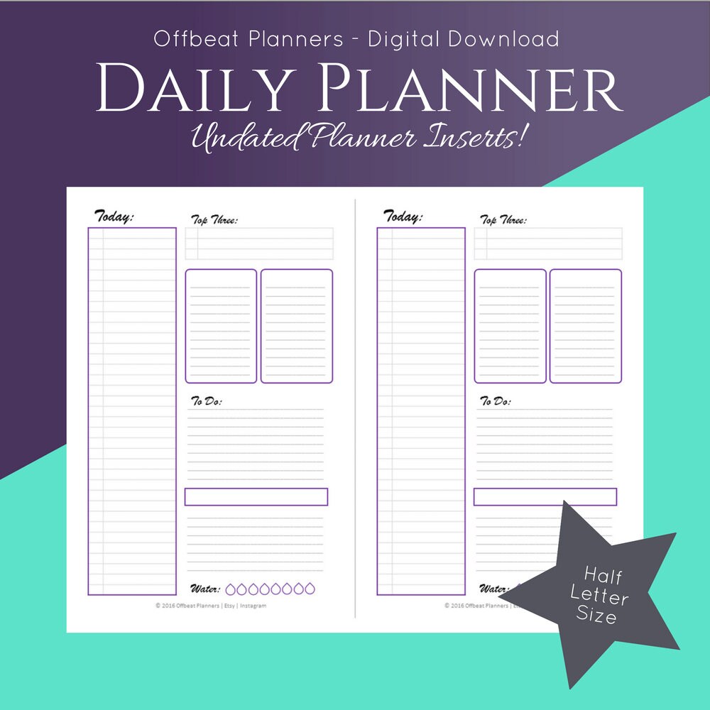 Daily Planner Inserts for Your Journal or Calendar. Includes - Etsy