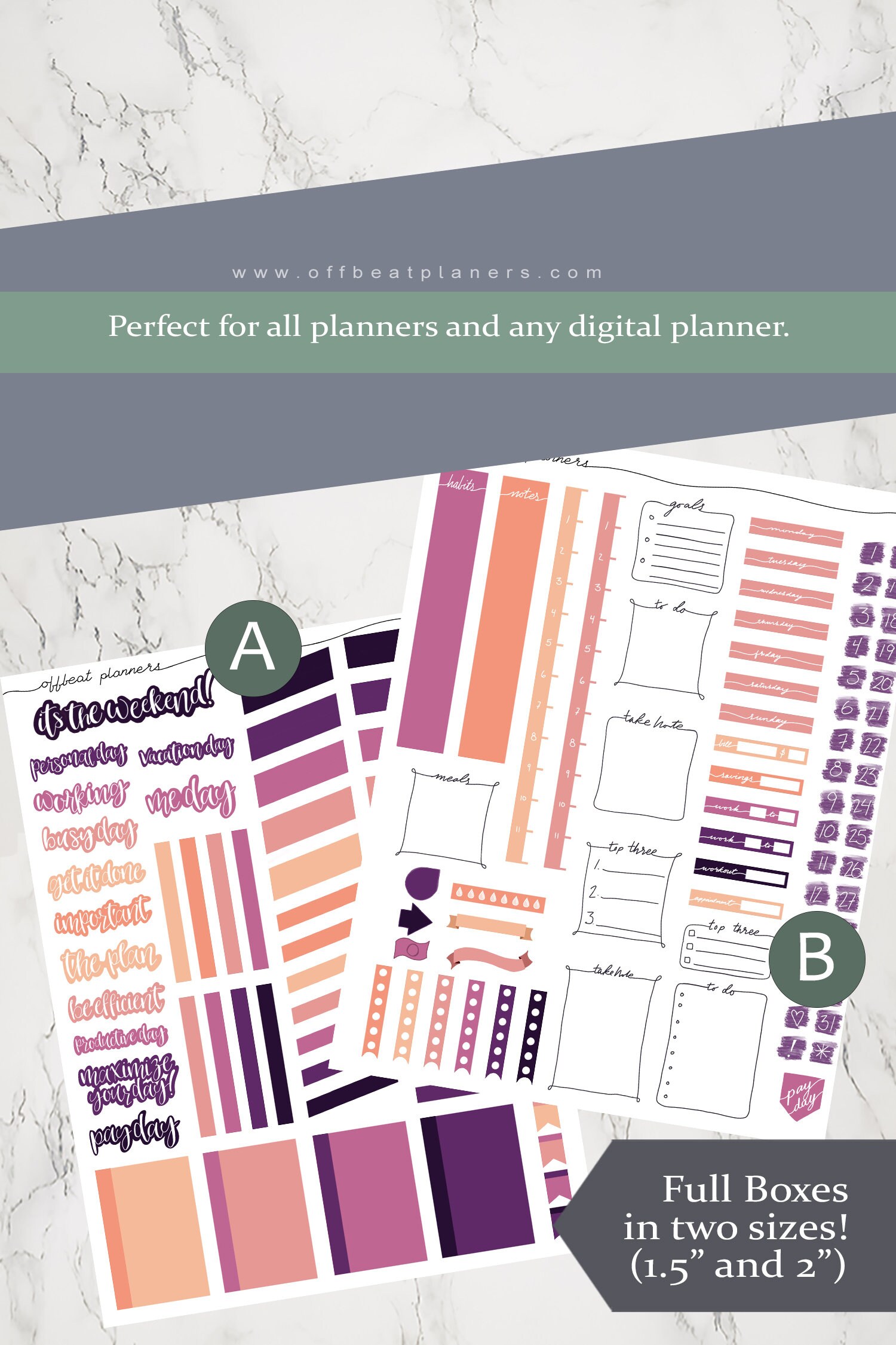 Digital Planner Stickers Pack for Happy Planner. Printable Stickers ...