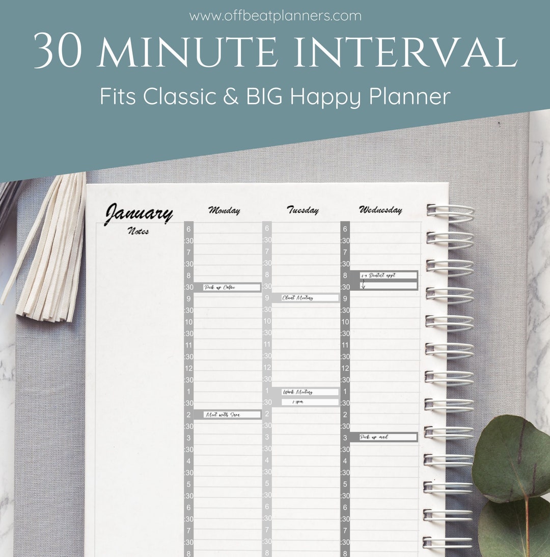 30 Minute Interval Time Schedule Stickers, Appointment Book, for ...