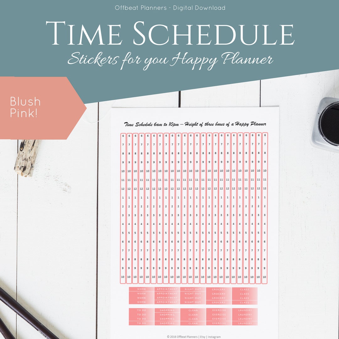 Time Schedule Stickers for Your Vertical Planner. Happy | Etsy