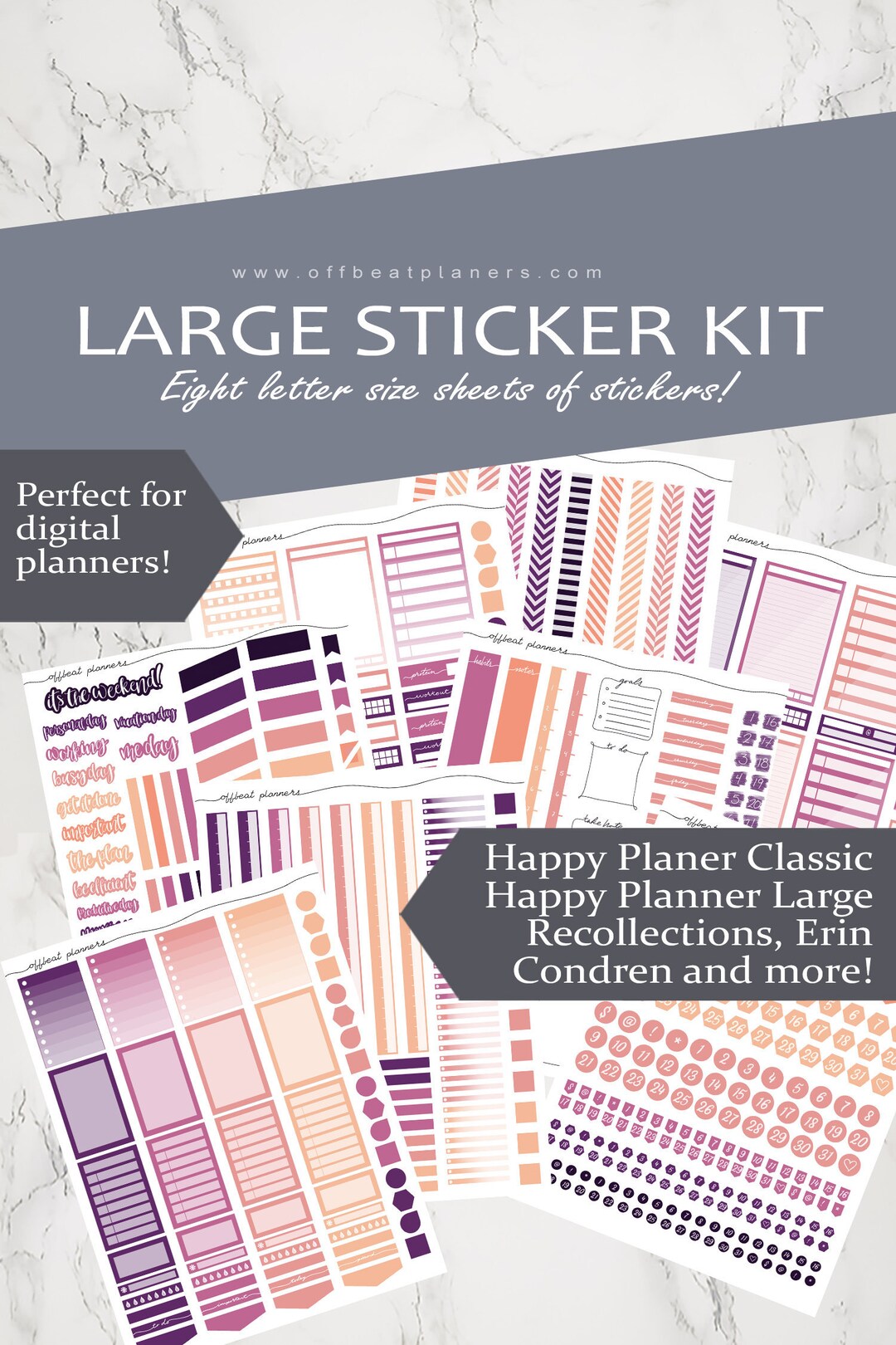 Digital Planner Stickers Pack for Happy Planner. Printable Stickers ...