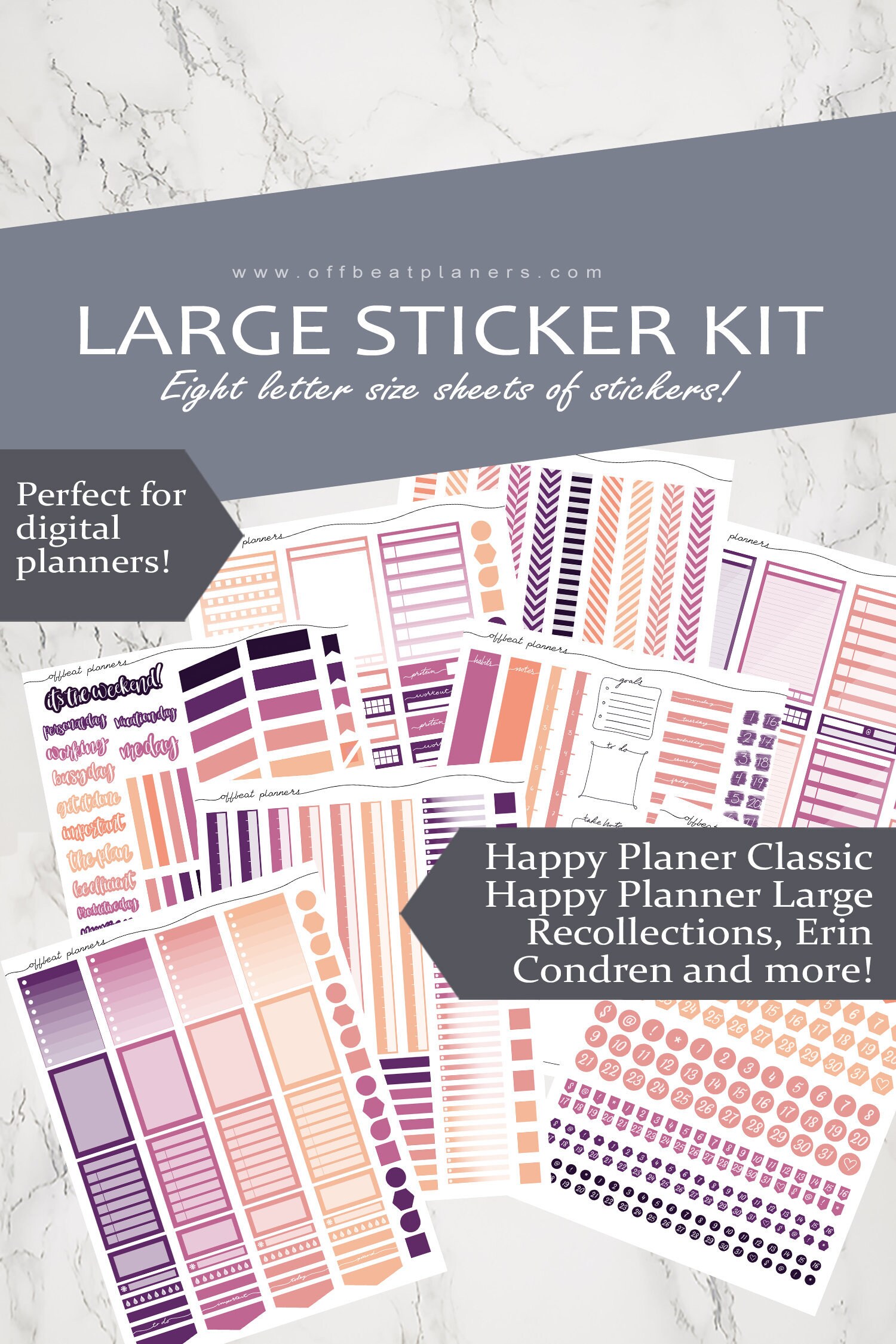 Digital Planner Stickers Pack for Happy Planner. Printable Stickers ...