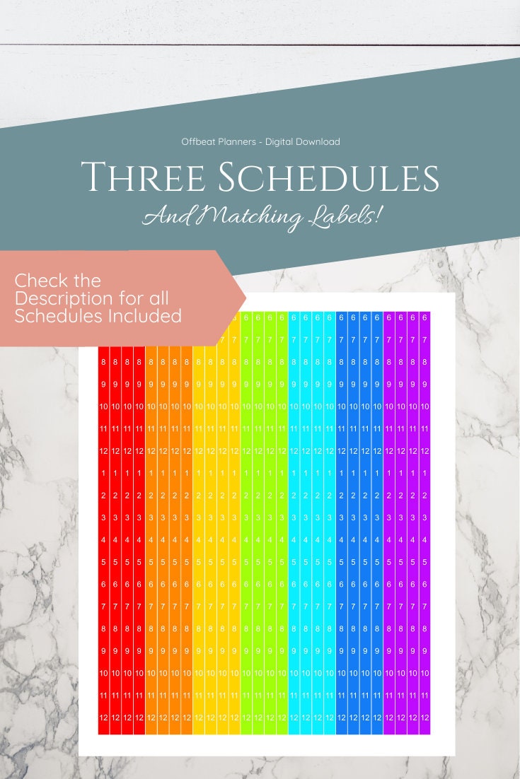 Rainbow Time Schedule Hourly Stickers for Your BIG Happy Planner or ...