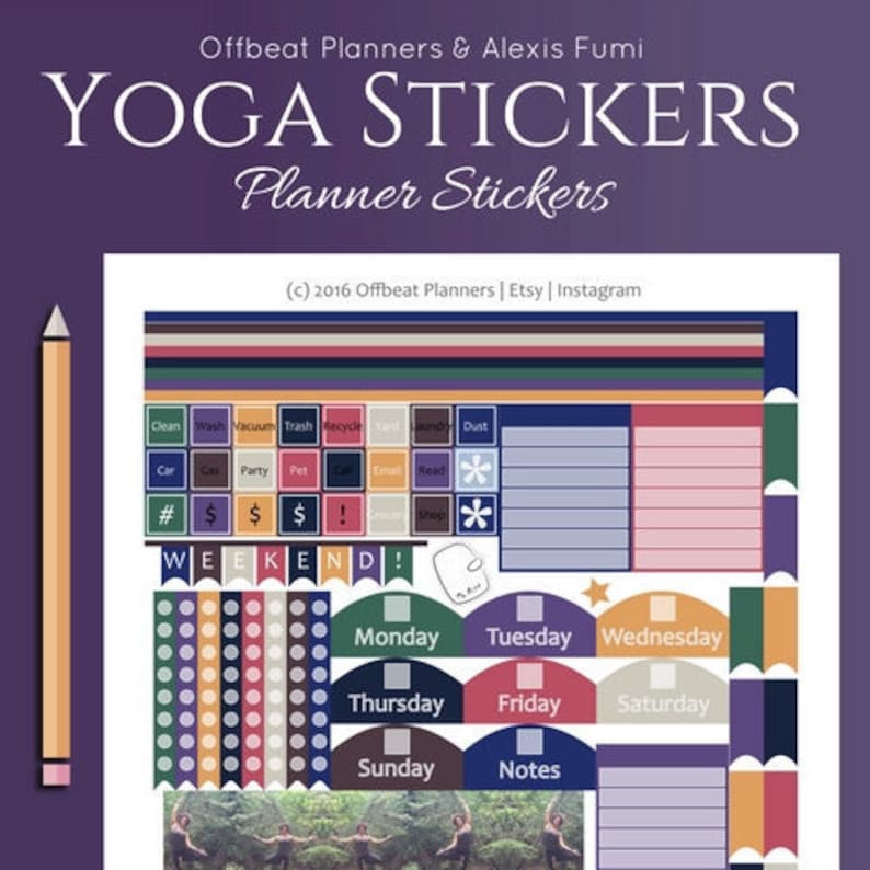 Yoga Planner Sticker Kit Printable Weekly Planner Stickers. Namaste ...