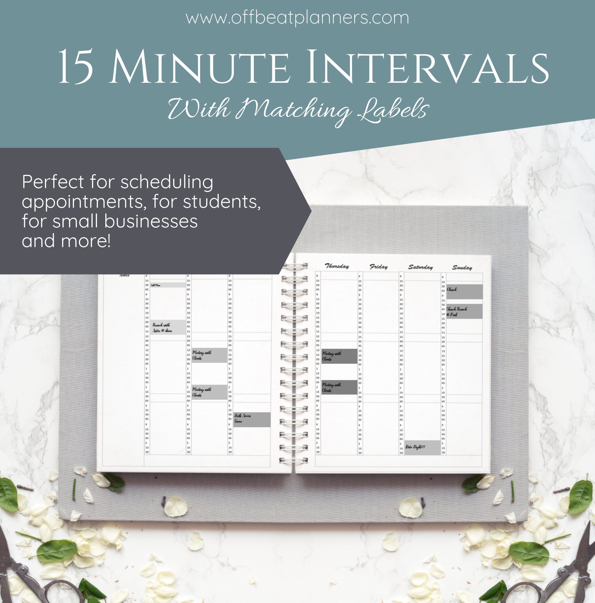 15-minute Interval Time Schedule Stickers: Classic Happy Planner (PDF ...