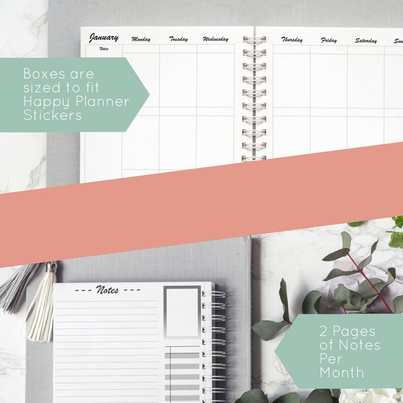 Week and Month Box Style and Hourly Layout Happy Planner - Etsy