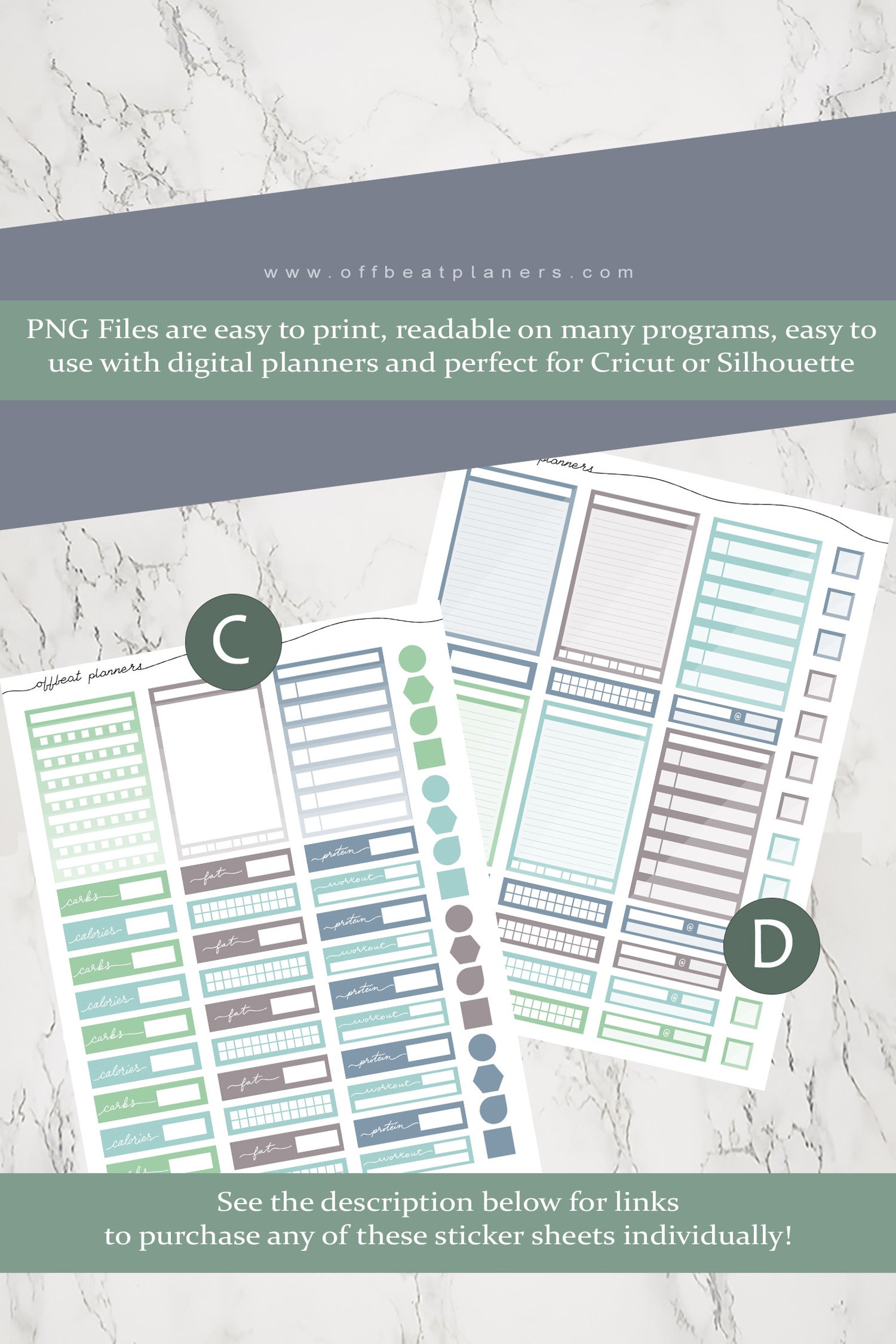 Pastel Blue and Green Planner Sticker Bundle. Printable and - Etsy