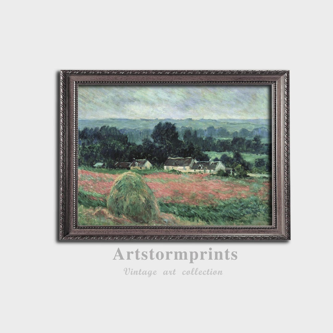 Countryside Haystack Landscape Digital Download Printable Impressionist ...