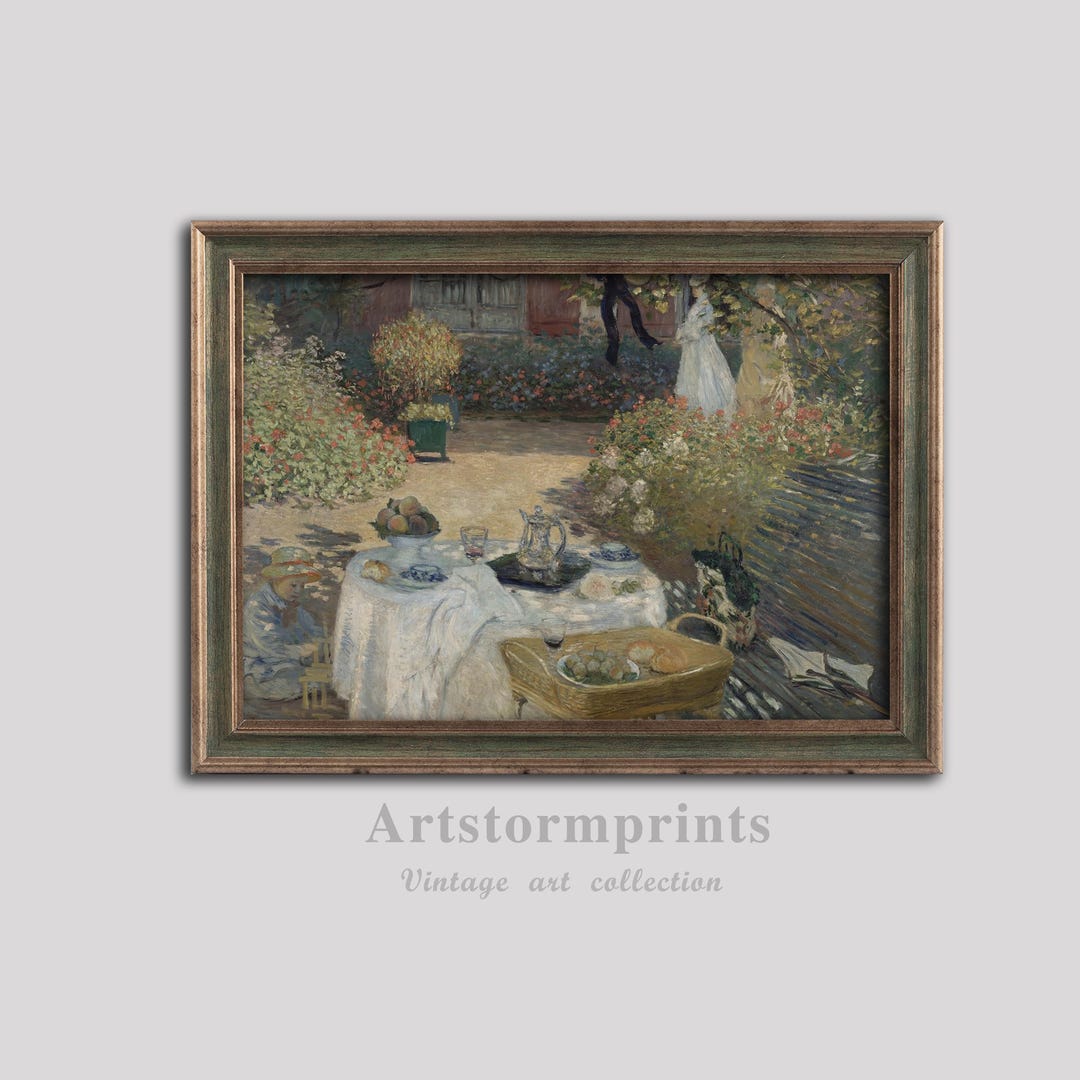Garden Tea Party Digital Download, Impressionist Summer Garden Scene ...