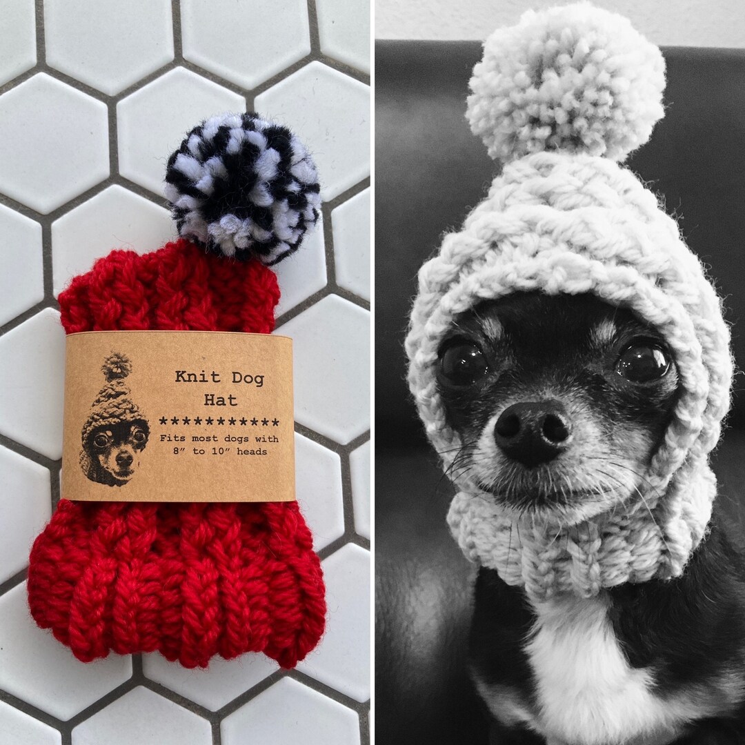 Red Knit Wool Hat for Small Dog - Puppy Hood - Chihuahua Clothes - Warm ...