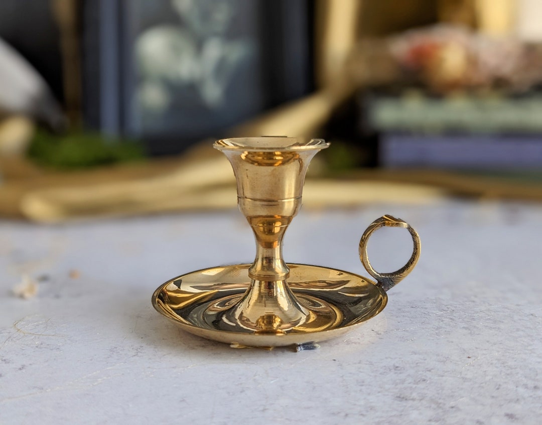 Elegant Small Polished Brass Chime and Taper Candle Holder for Candles ...