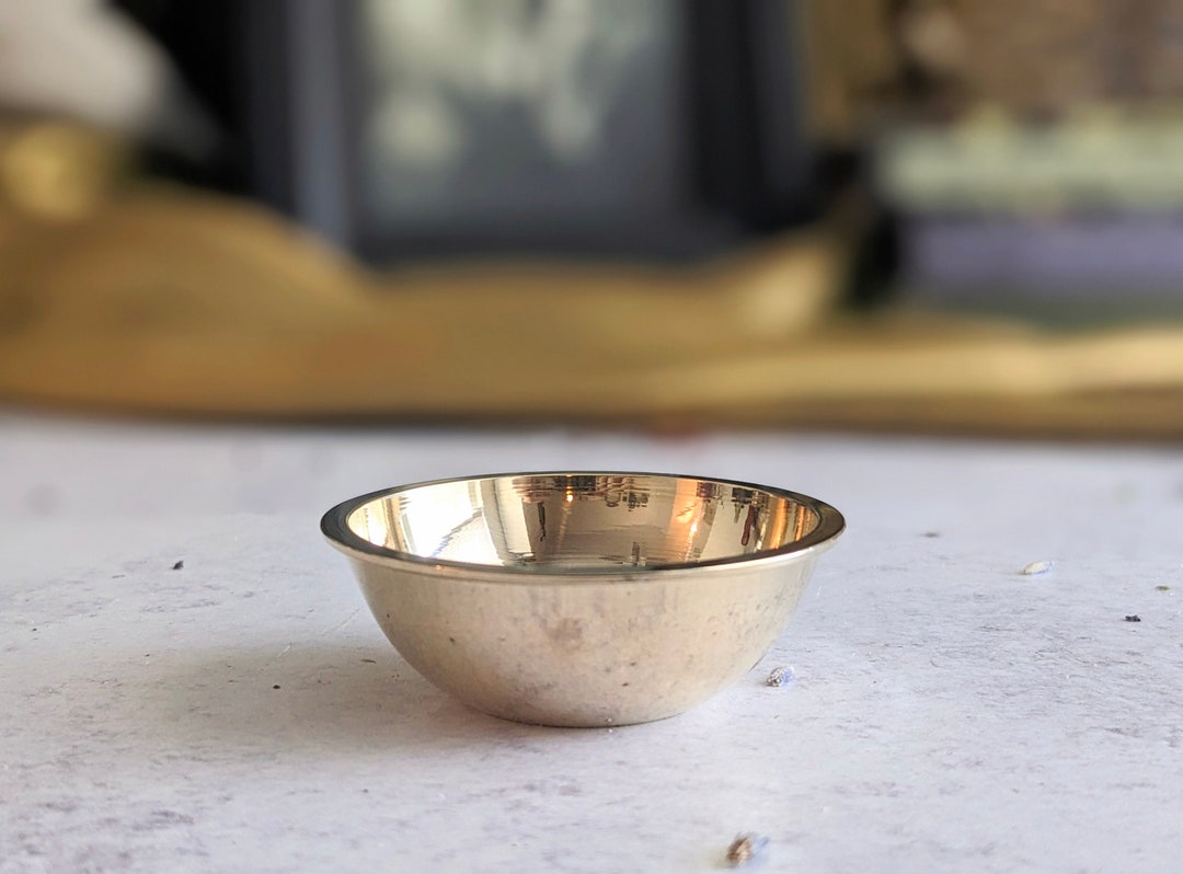 Polished Brass Ritual Bowl, Resin Burning Offering Bowl, Incense Burner ...