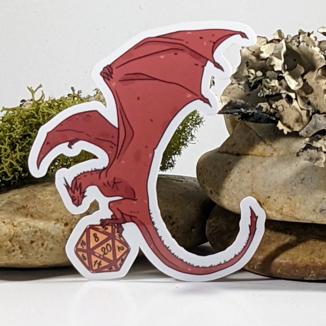 Red Dragon Grabbing Dice Sticker | Rpg Sticker | Tabletop Gaming ...