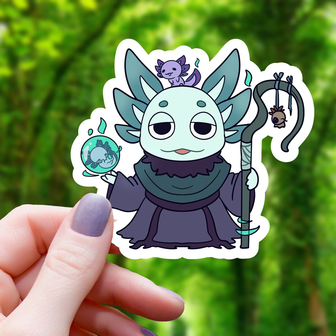 Axolotl Necromancer Sticker TTRPG Sticker D20 Sticker Nerdy Sticker ...