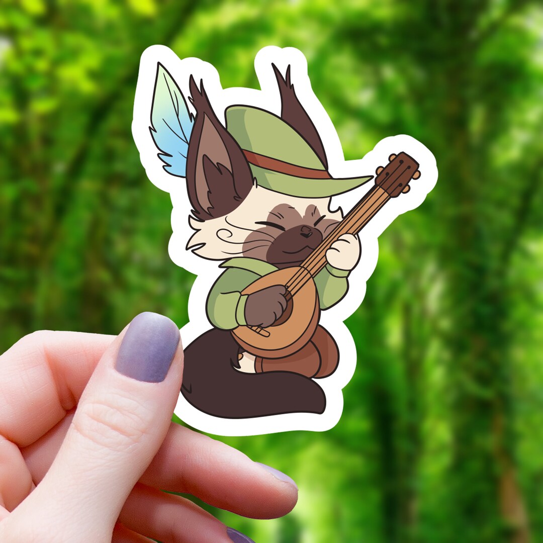Cat Bard Sticker TTRPG Sticker D20 Sticker Nerdy Sticker Laptop Sticker ...